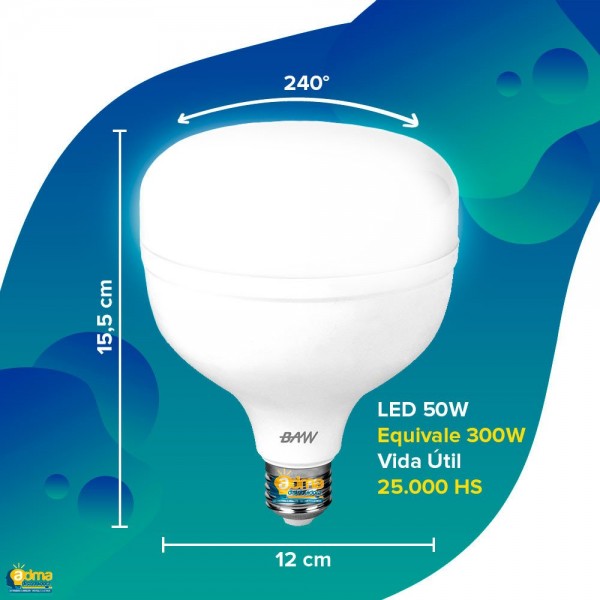 LED ALTA POTENCIA 50W 220V E27 CALIDA