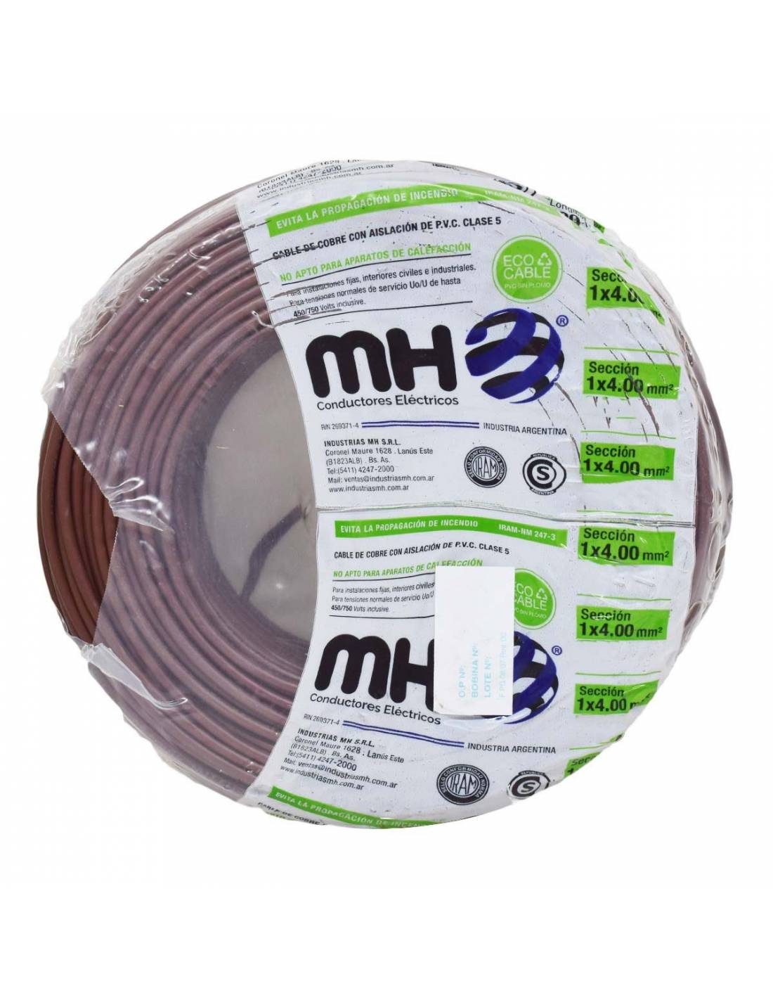 CABLE UNIPOLAR FLEXIBLE 6 MM MH MARRON X 10 METROS