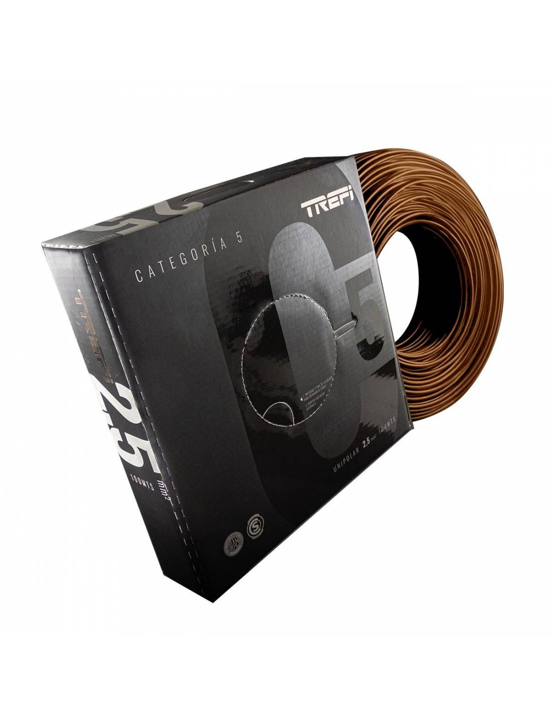 CABLE UNIPOLAR 25MM CAT 5 MARRON ROLLO X100MT TREFILCON