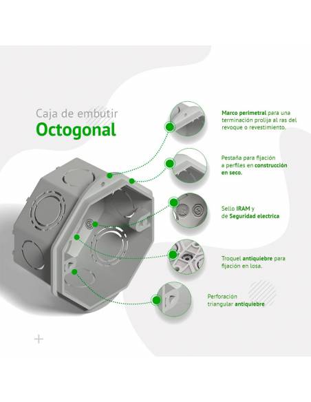 CAJAS EMBUTIR OCTOGONAL RECTANGULAR GENROD X 48 UNIDADES