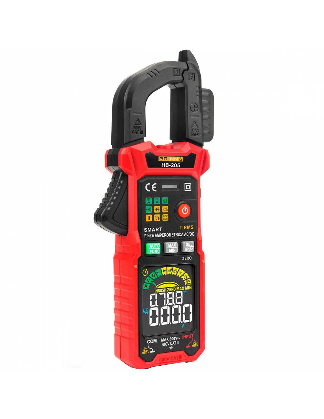 PINZA AMPEROMETRICA AC/DC HB-205 CON PILAS BRINNA