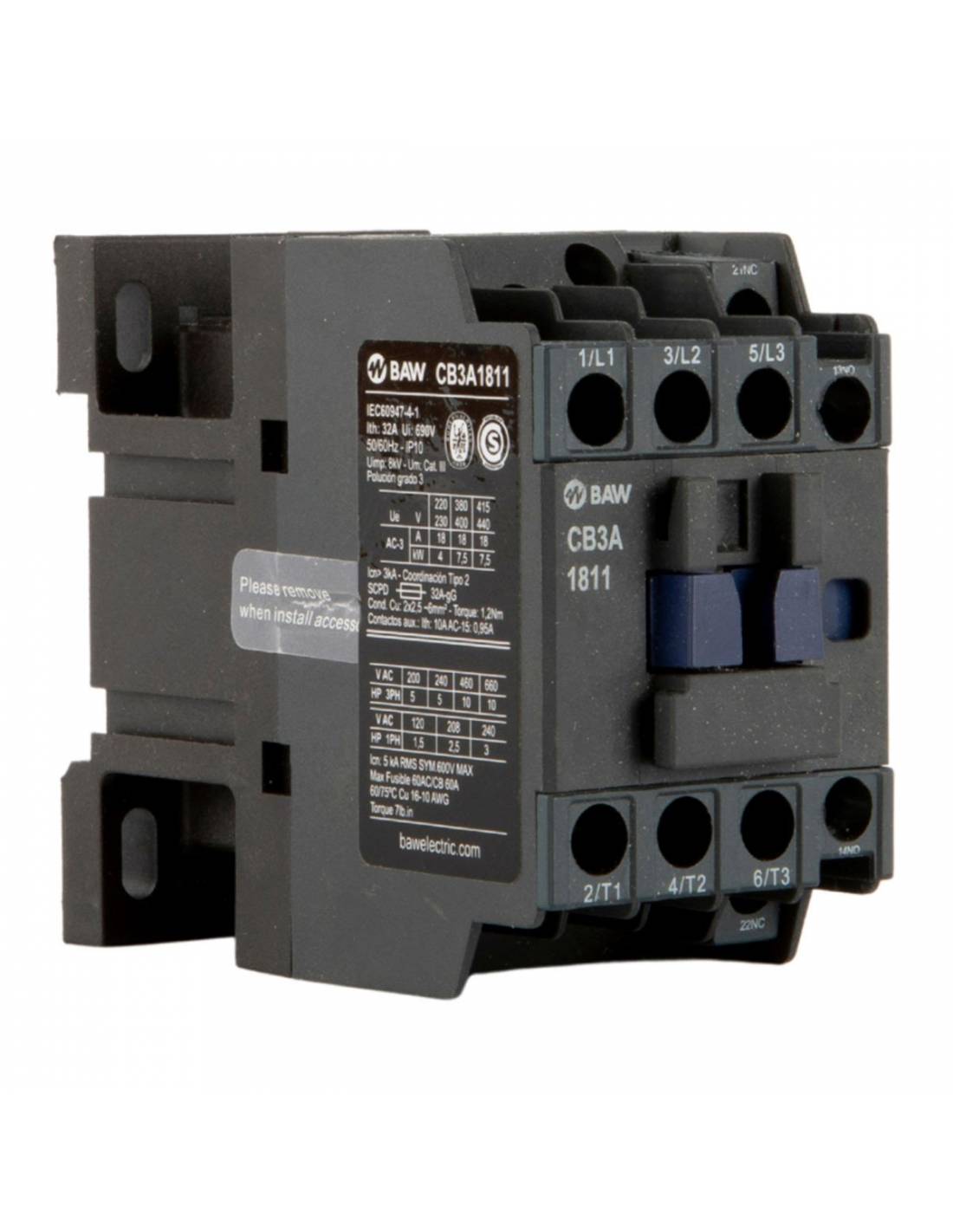 CONTACTOR 3P BAW 7,5KW 18A 1NA 110VCA