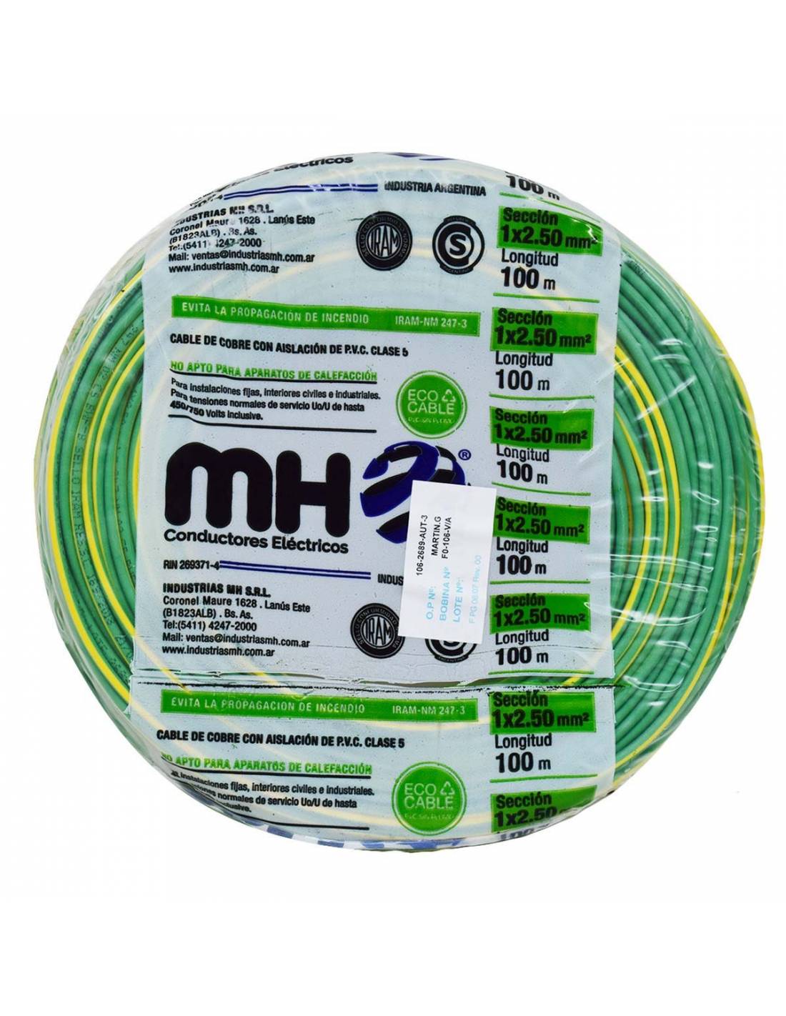 ROLLO CABLE UNIPOLAR FLEXIBLE 2.5 MM V/A MH 100MT