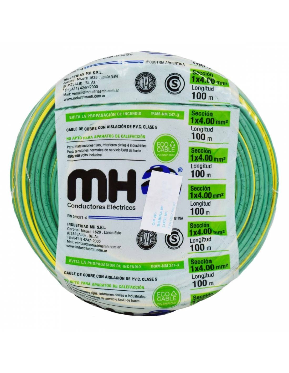 ROLLO CABLE UNIPOLAR FLEXIBLE 4 MM V/A MH 100MT