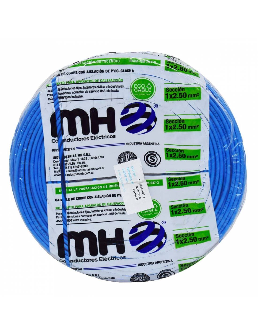 CABLE UNIPOLAR FLEXIBLE 2.5MM CELESTE MH X25MT