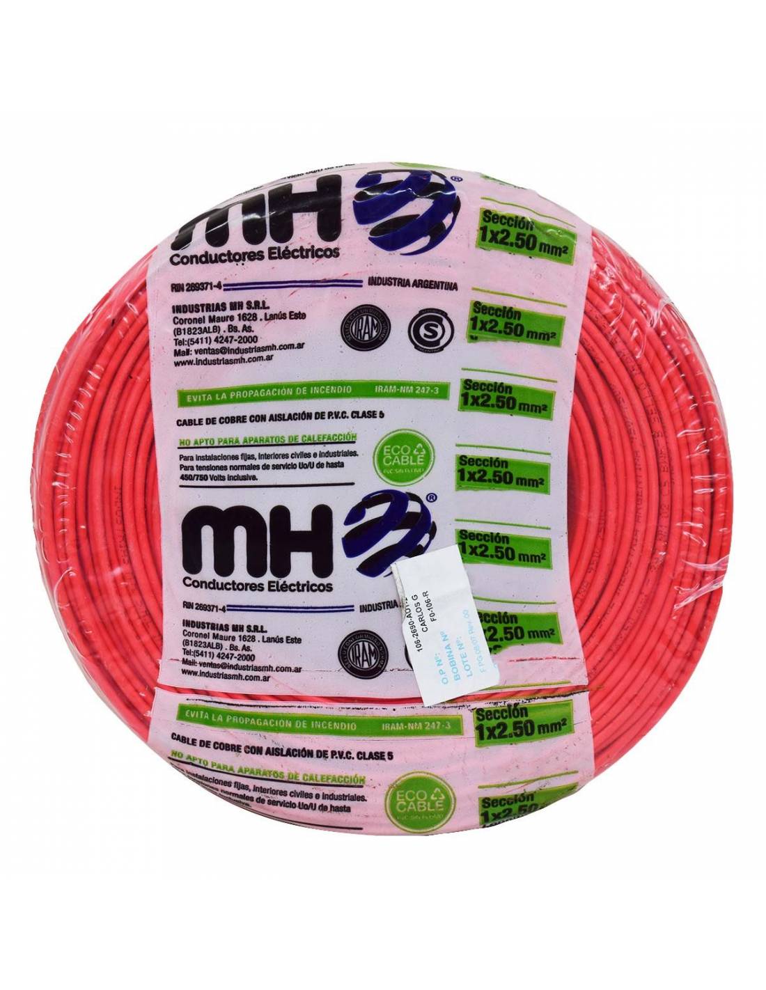 CABLE UNIPOLAR FLEXIBLE 2.5MM ROJO MH X25MT